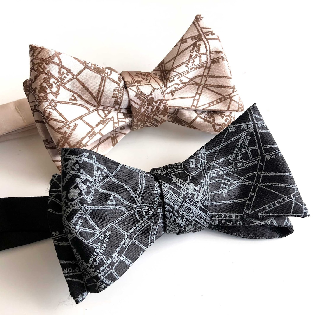 Paris Map, Mens Bow Tie. French Map, Self Tie Bow Tie. Paris Wedding ...