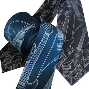 Electric Guitar Necktie Metal Guitar Tie Guitar Teacher Gift, Guitar ...