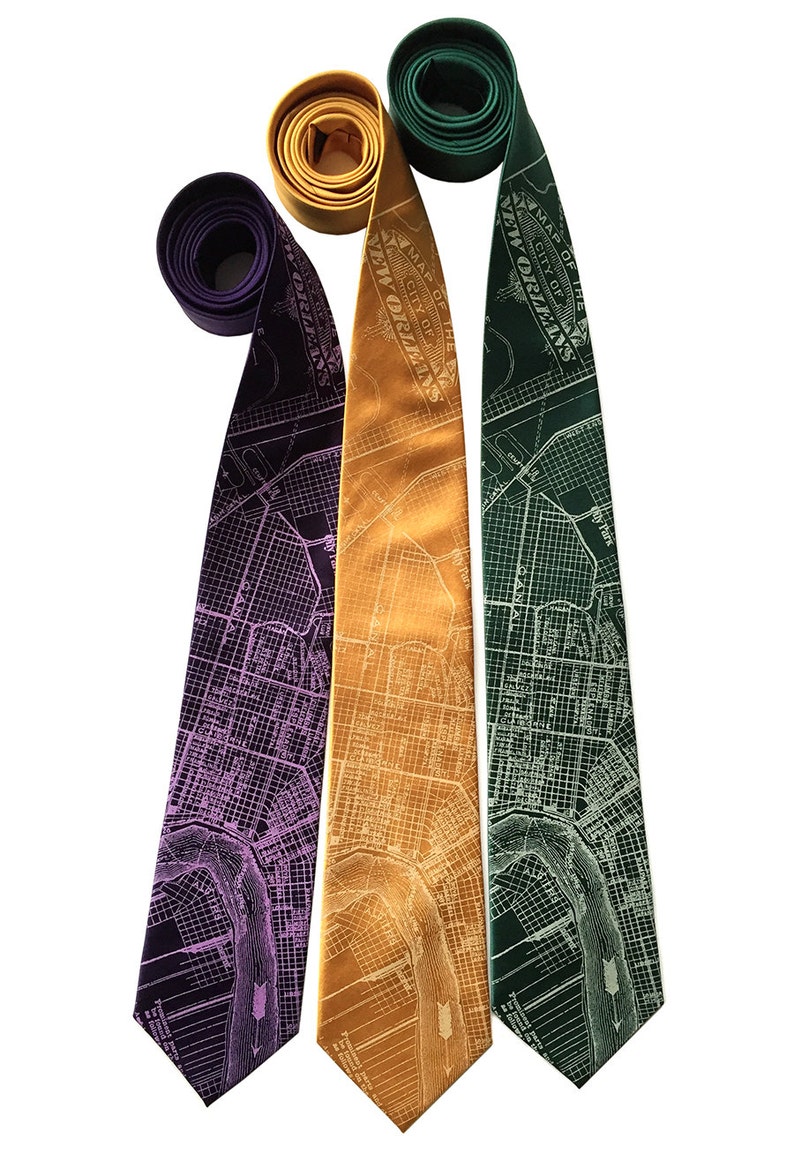 New Orleans Map Tie. NOLA Map Mens Necktie. Saints Fan Gift, New ...