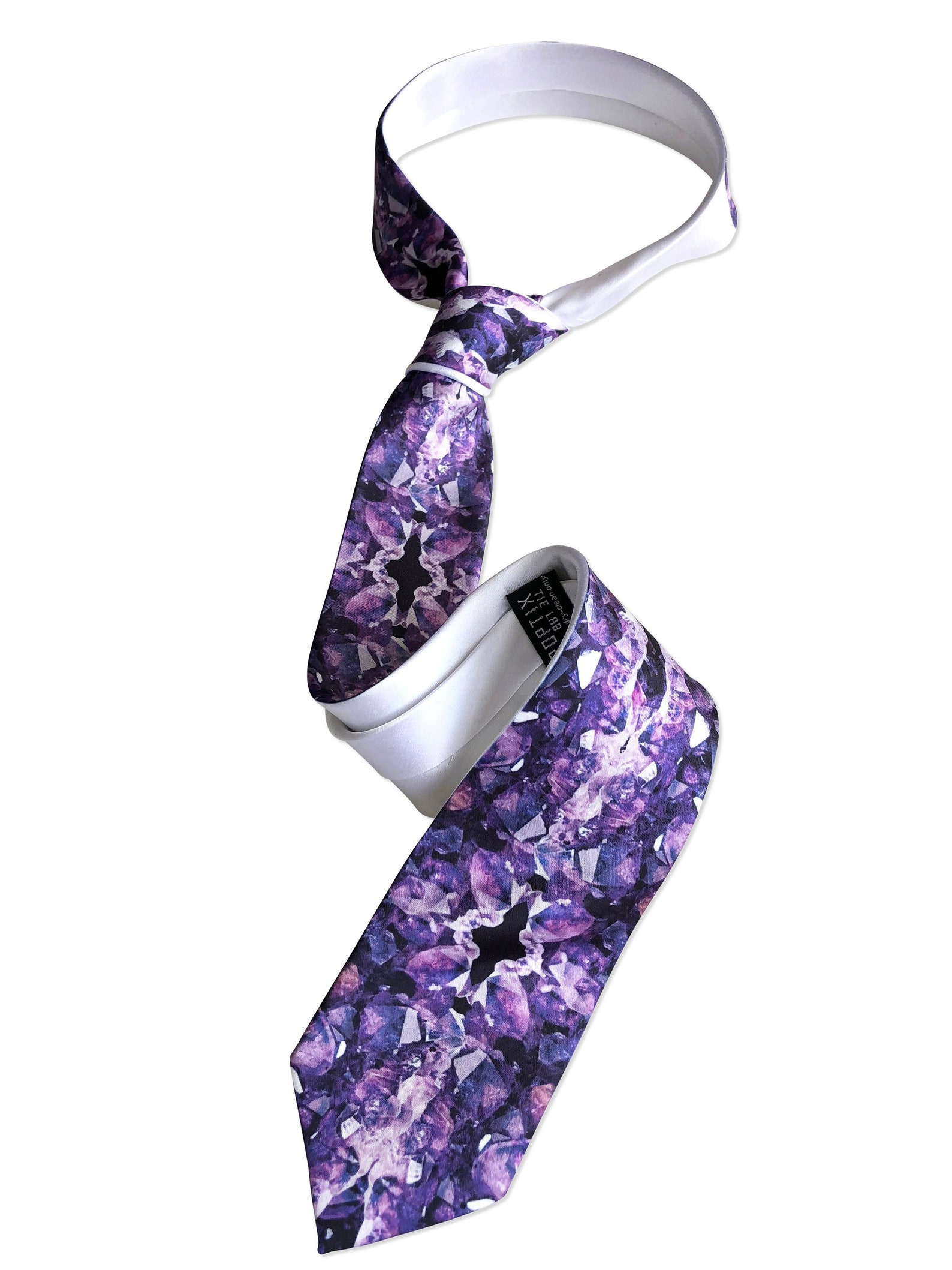 Amethyst Crystal Tie. Amethyst Geode, Mens Necktie. February Birthstone ...