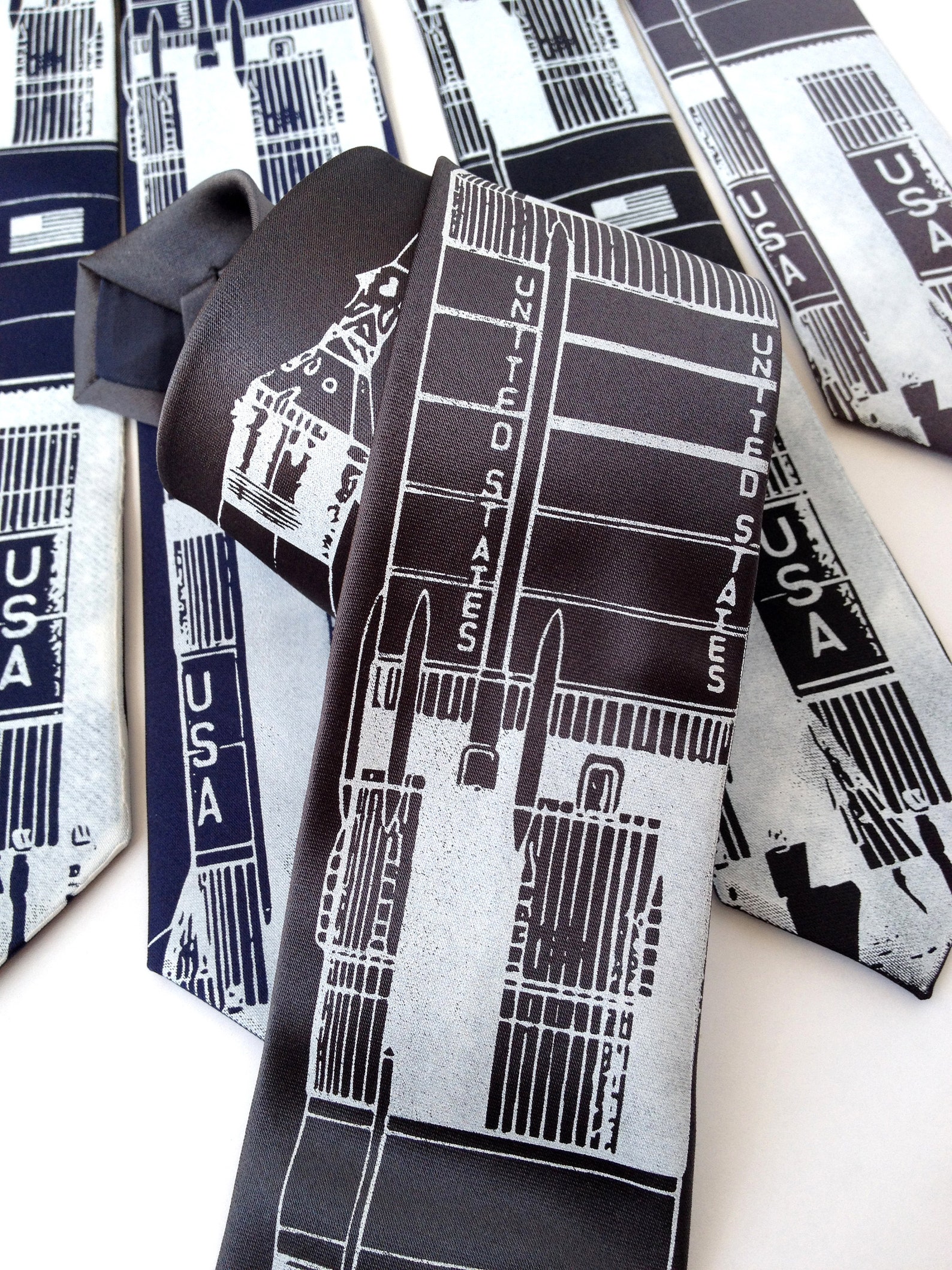 Saturn V Tie, Apollo 11 50th Anniversary. NASA Rocket Tie, Mens Silk ...