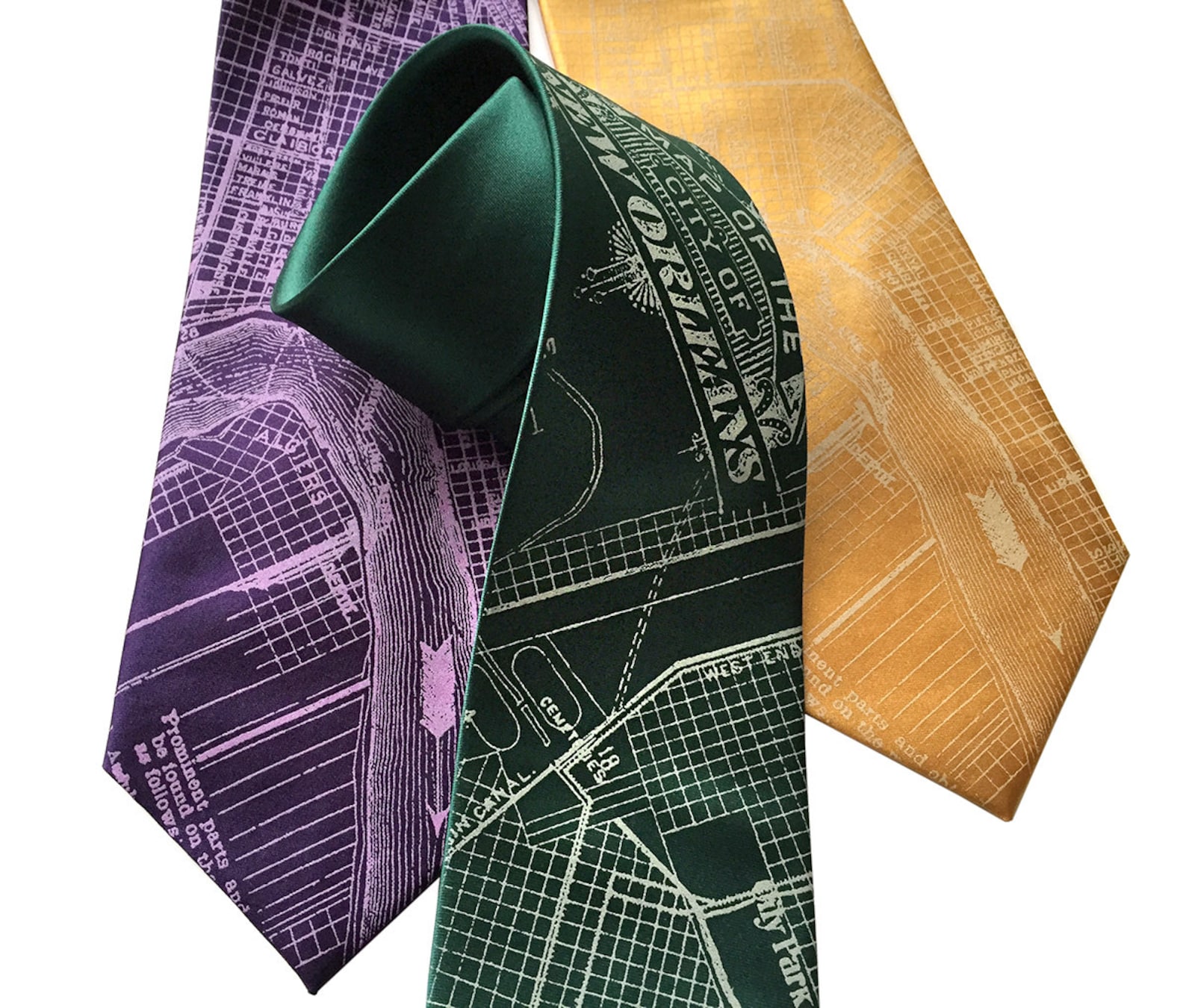 New Orleans Map Tie. NOLA Map Mens Necktie. Saints Fan Gift, New ...