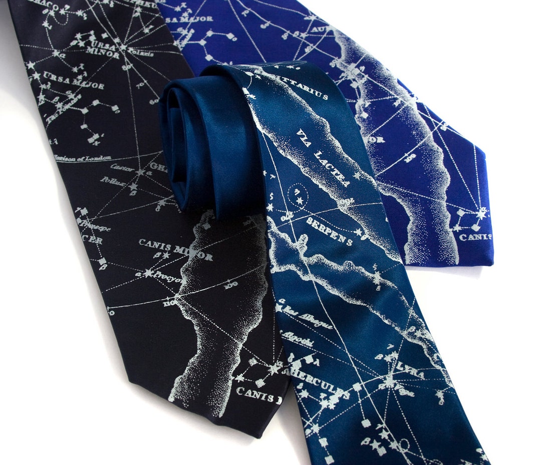 Constellation Necktie, Mens Silk Tie. Milky Way Galaxy, Star Chart Tie ...