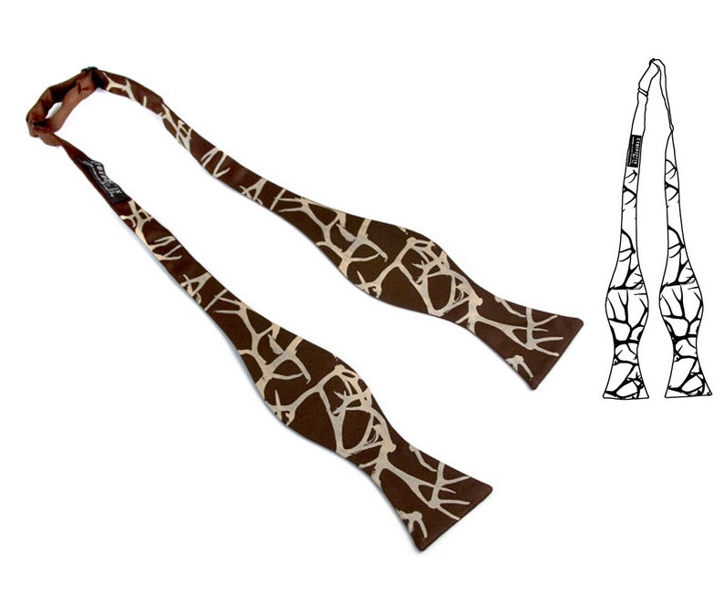 Deer Antlers Self Tie Bow Tie. Groomsmen Gift Antler Print - Etsy