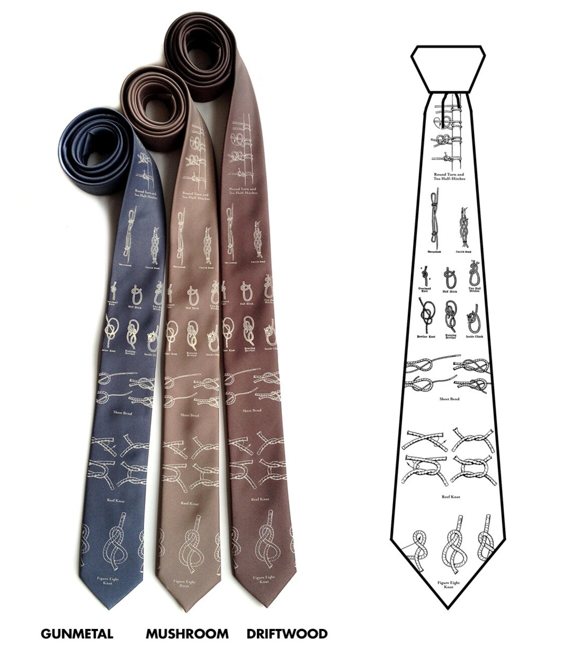 Boy Scout Knots Necktie. Knot Tying Diagram Tie. Sailing Knots Tie. "knotical." Nautical Print ...