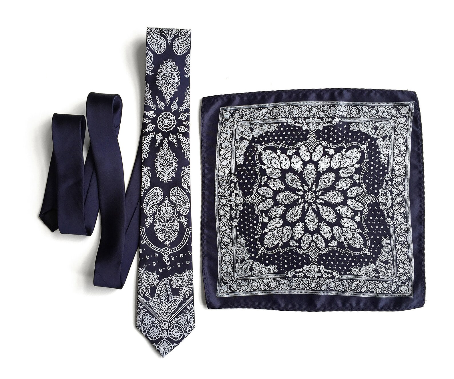 Bandana Print Pocket Square. Silkscreened Paisley Bandanna Handkerchief ...