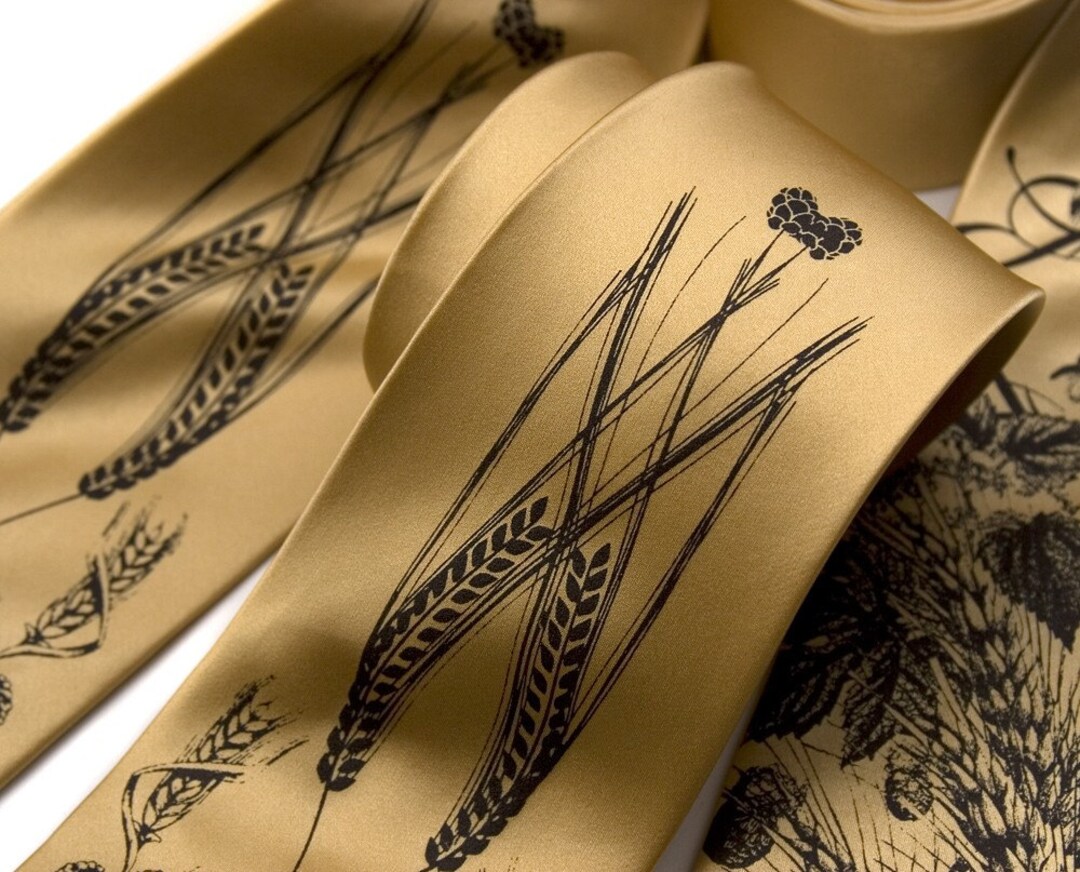 Beer Tie. Hops, Barley & Wheat Silk Necktie. Honey Silk Tie, Espresso ...