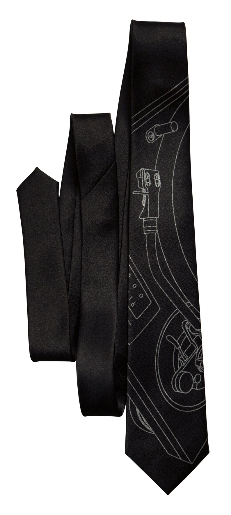 Record Player Necktie. Turntable Tonearm Silkscreen Print Men's Tie. Dj ...
