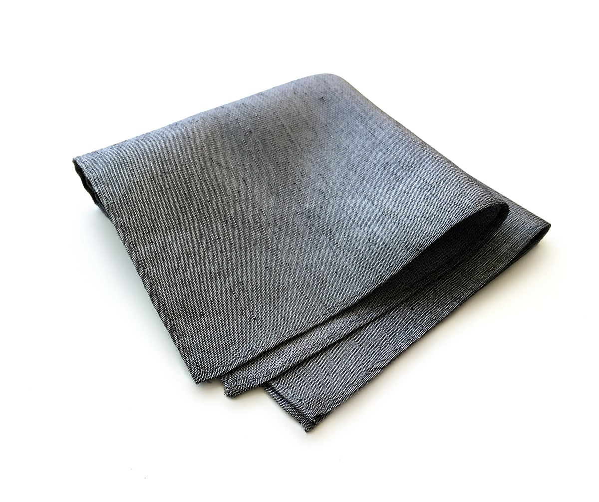 Dark Grey Pocket Square. Charcoal Linen Silk Handkerchief. | Etsy