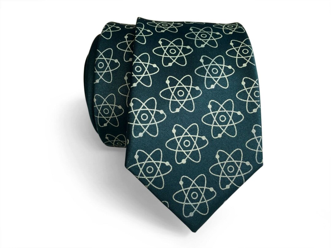 Atom Tie. Atomic Model Necktie. Molecule, Atoms Print Science Tie: Nucleus, Electron Model ...
