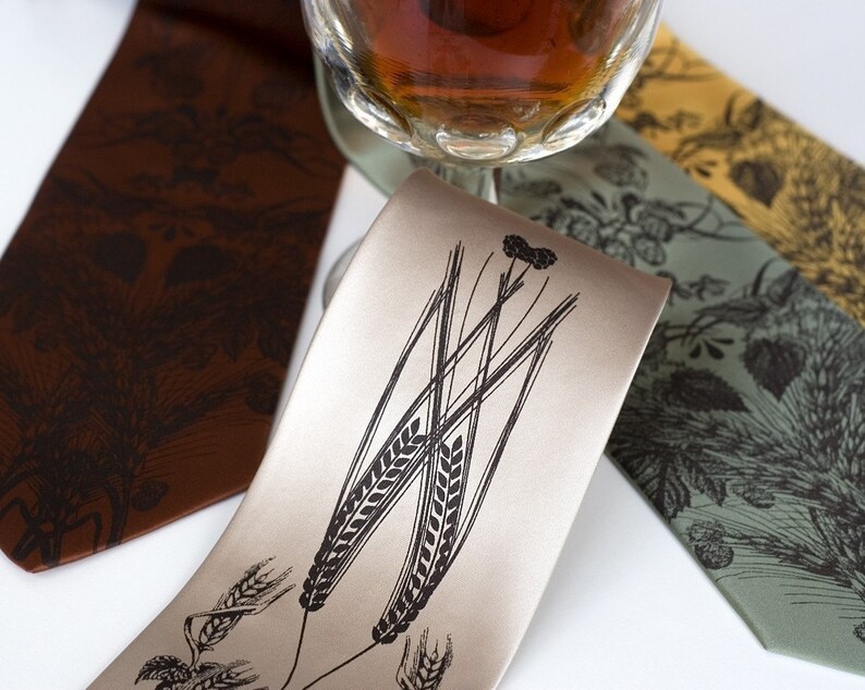 Hops & Wheat Necktie, Beer Tie. Home Brewer, Craft Beer Lover, Drinker ...