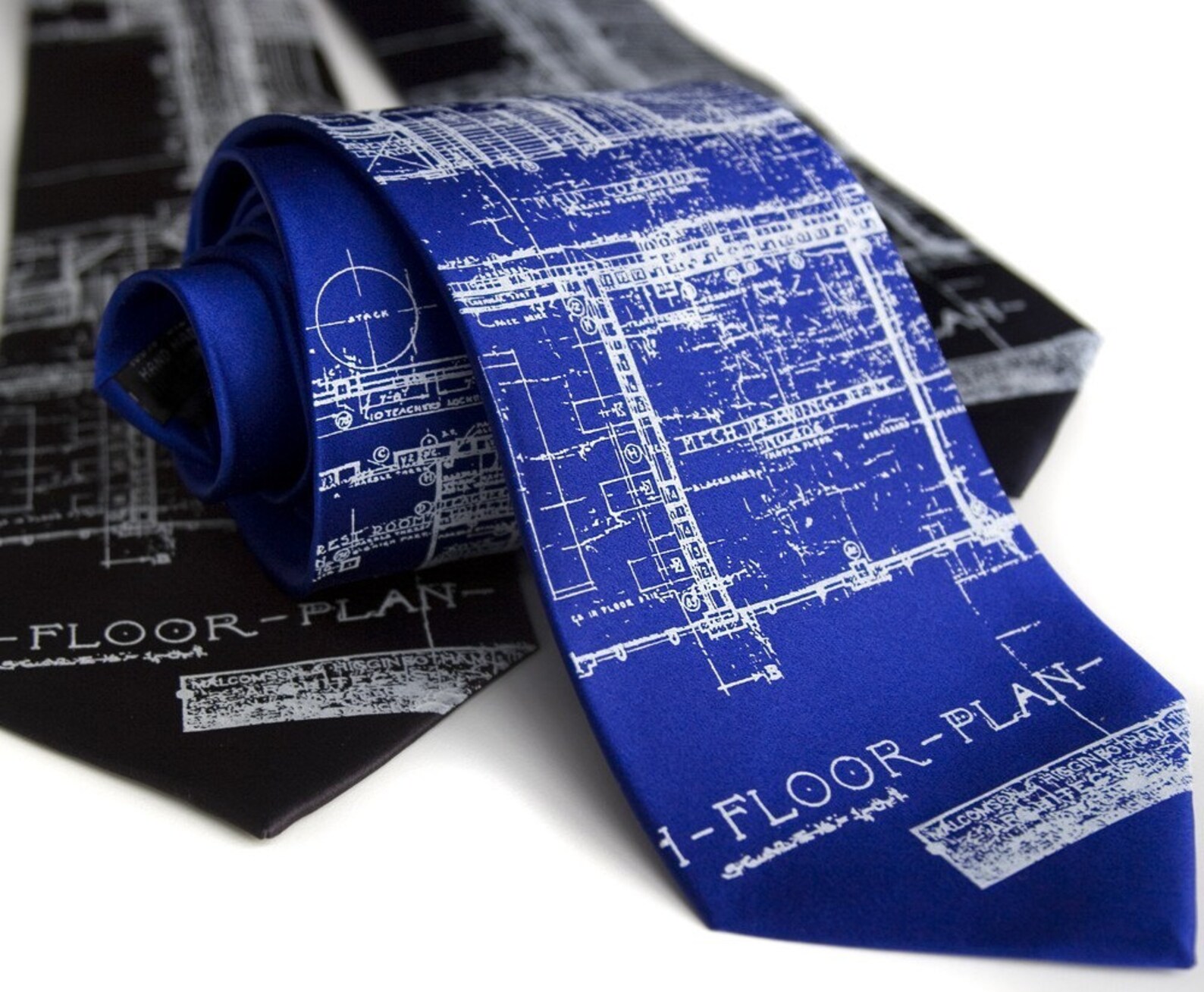 Blueprint Tie, Architect Gift. Men's Silk Necktie. Detroit's Cass Tech ...