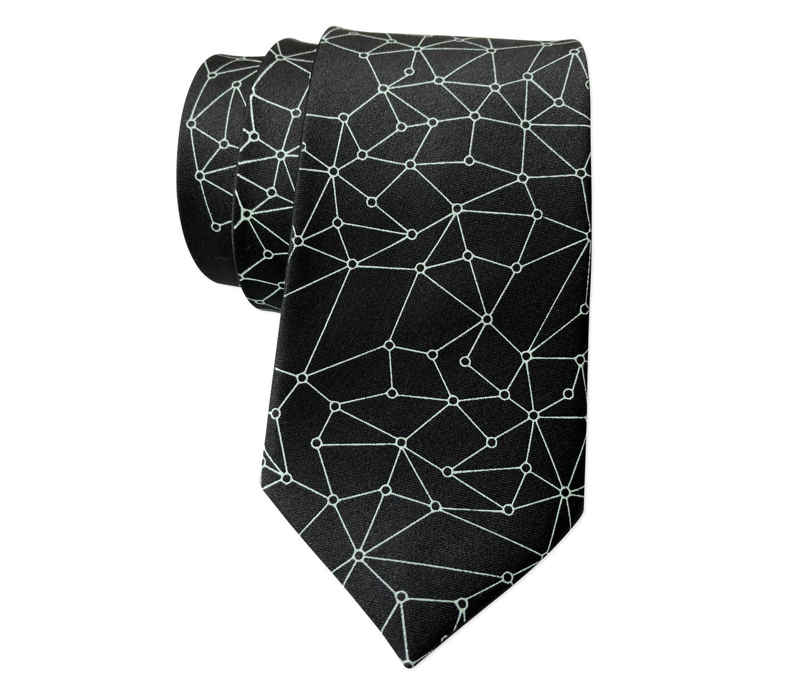 Blockchain Tie, Ethereum, Crypto, Bitcoin Tie. Geometric Pattern Silk ...