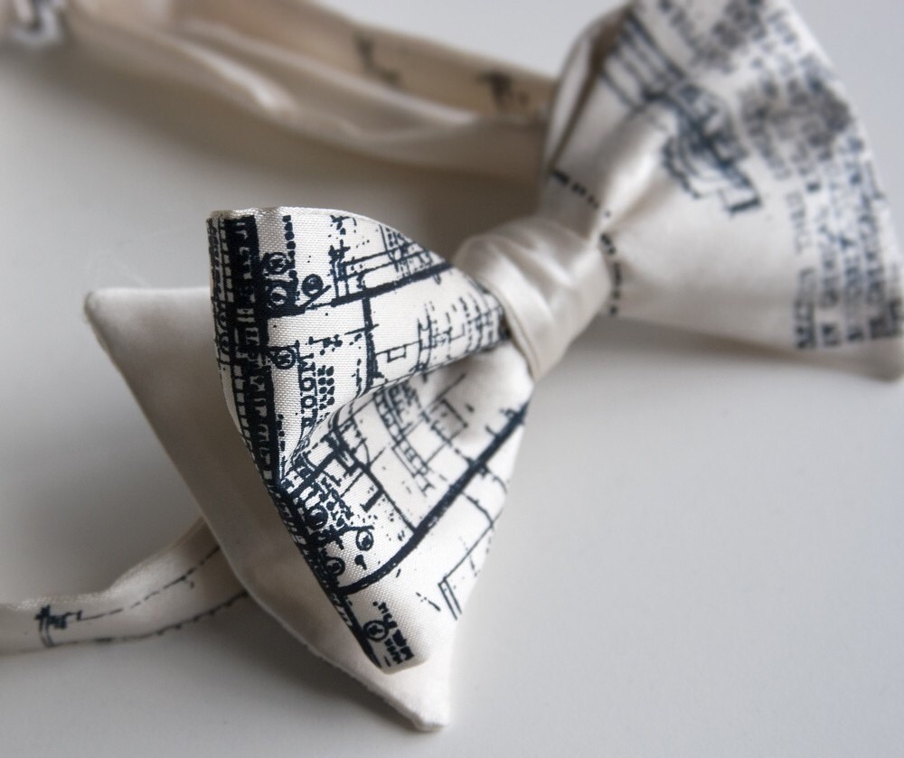 Architect Bow Tie. Blueprint Bowtie. Men's Bow Tie, Navy Silkscreen ...