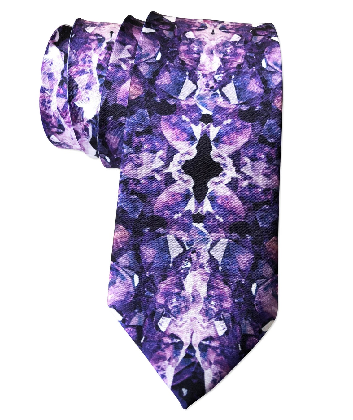 Amethyst Crystal Tie. Amethyst Geode, Mens Necktie. February Birthstone ...