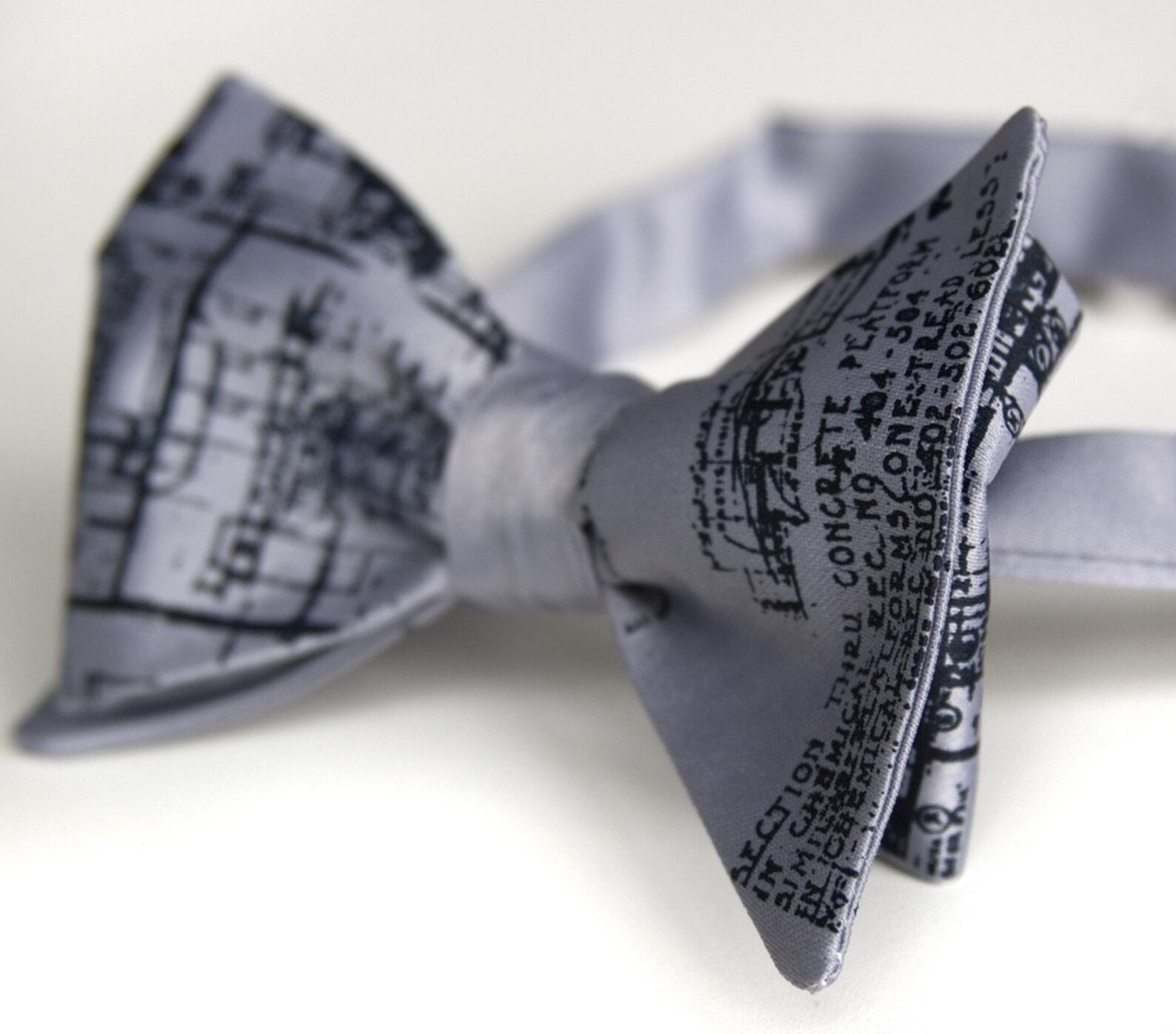Detroit Blueprint Bow Tie Freestyle. Silkscreened Silver - Etsy