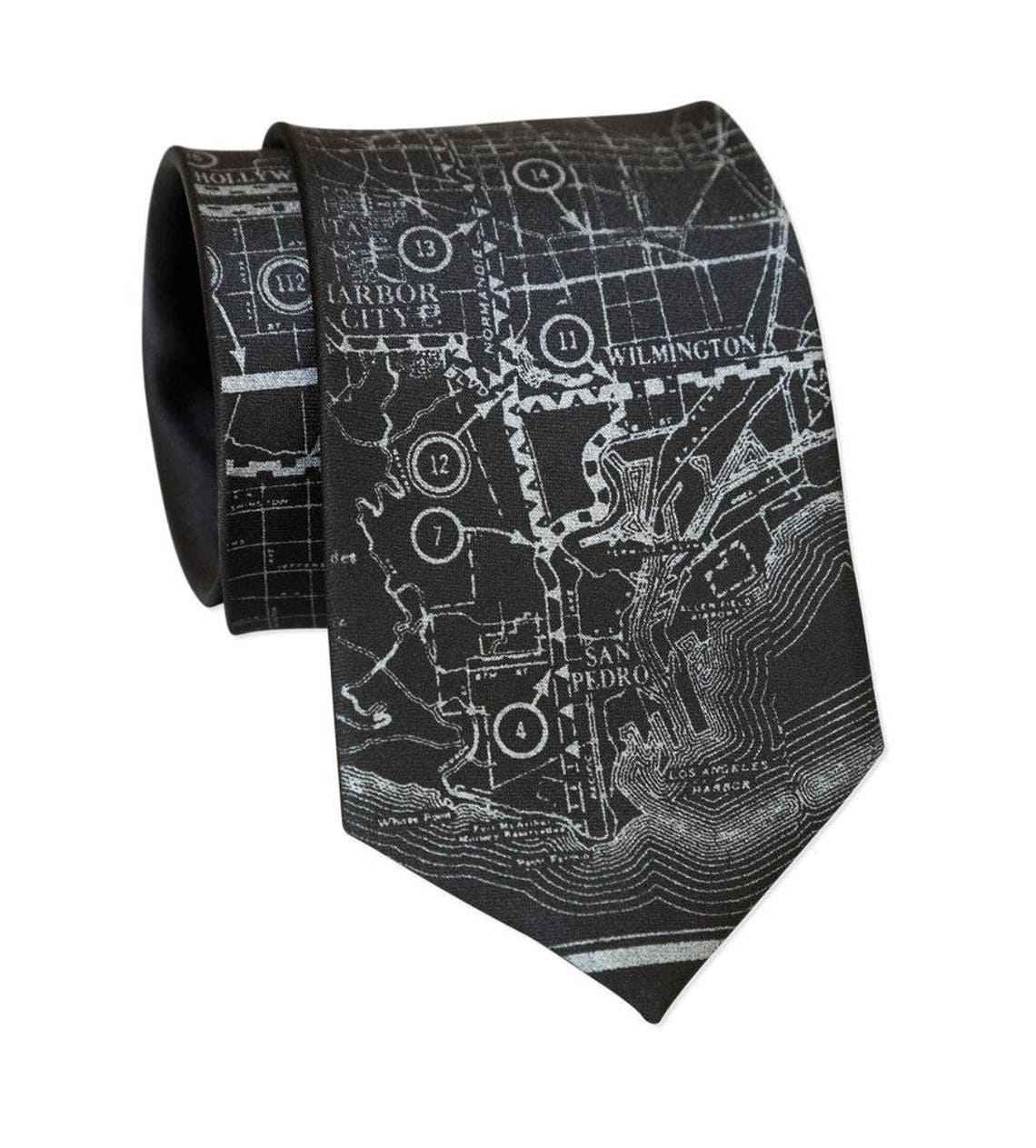 Los Angeles Map Silk Necktie. Old California Map Men's Tie | Etsy