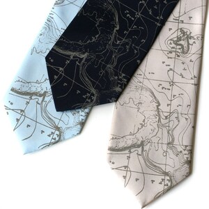 Contour Map Necktie. Gift for Him, Men's Tie. Scandinavian & Arctic ...