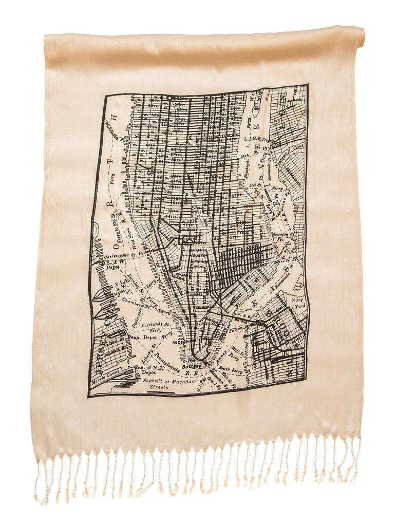 New York City Map Scarf. Vintage NYC Map Fringed Scarf. Gift - Etsy Canada