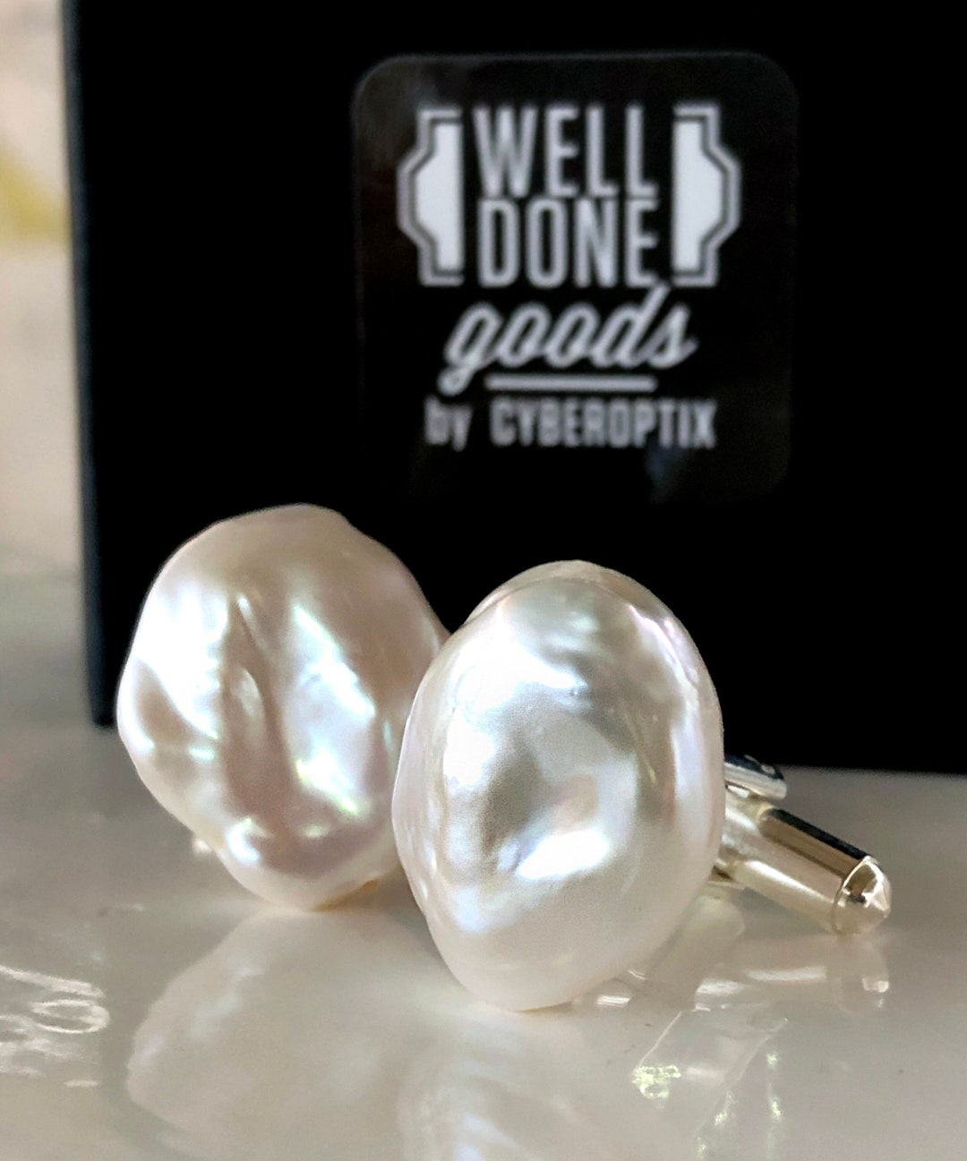 Baroque Pearl Cufflinks. Iridescent Cream Freshwater Pearl Cuff Links ...