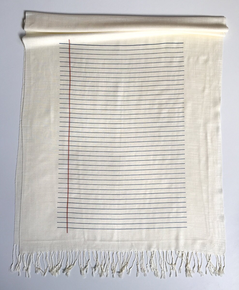 Notebook Paper Print Scarf. Lined Paper College Ruled Linen | Etsy