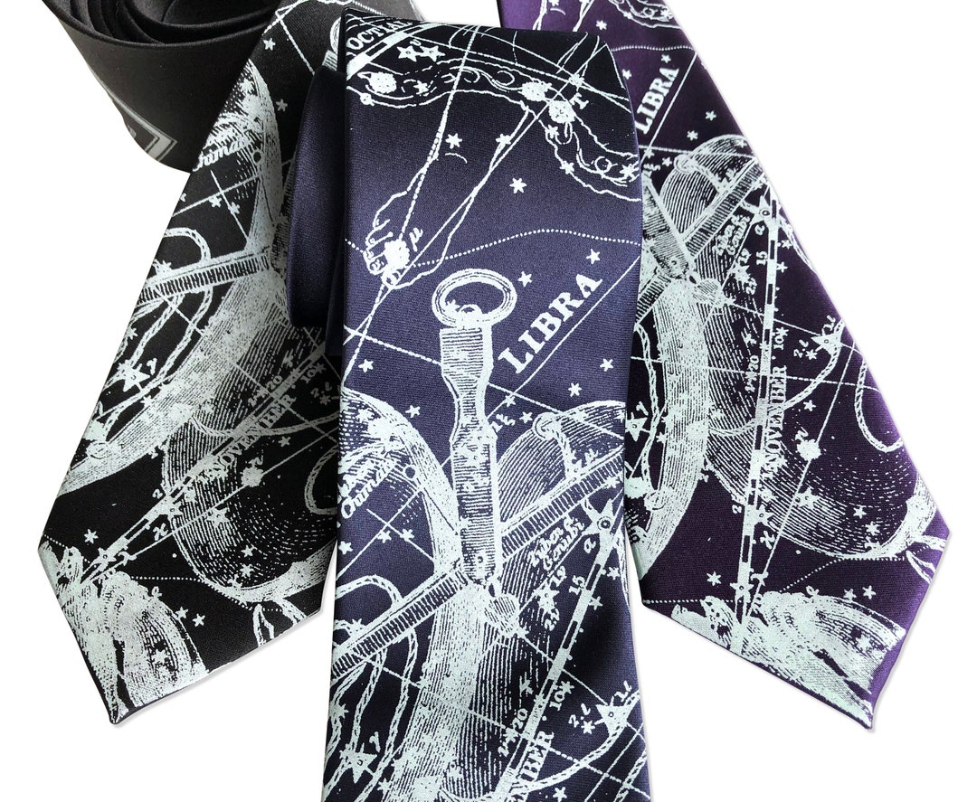 Libra Zodiac Necktie. Scales Constellation Star Chart Men's Tie ...