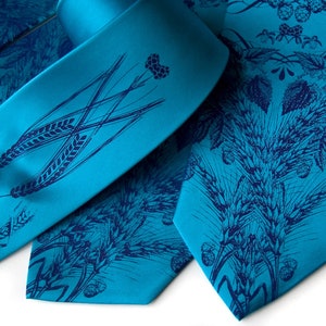 Craft Beer, Floral Ties. Botanical Print, Silk Tie. Boho Wedding ...