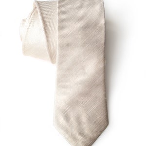 Light Tan Linen Tie. Pale Ecru, Woven Silk & Linen Blend Men's Necktie ...