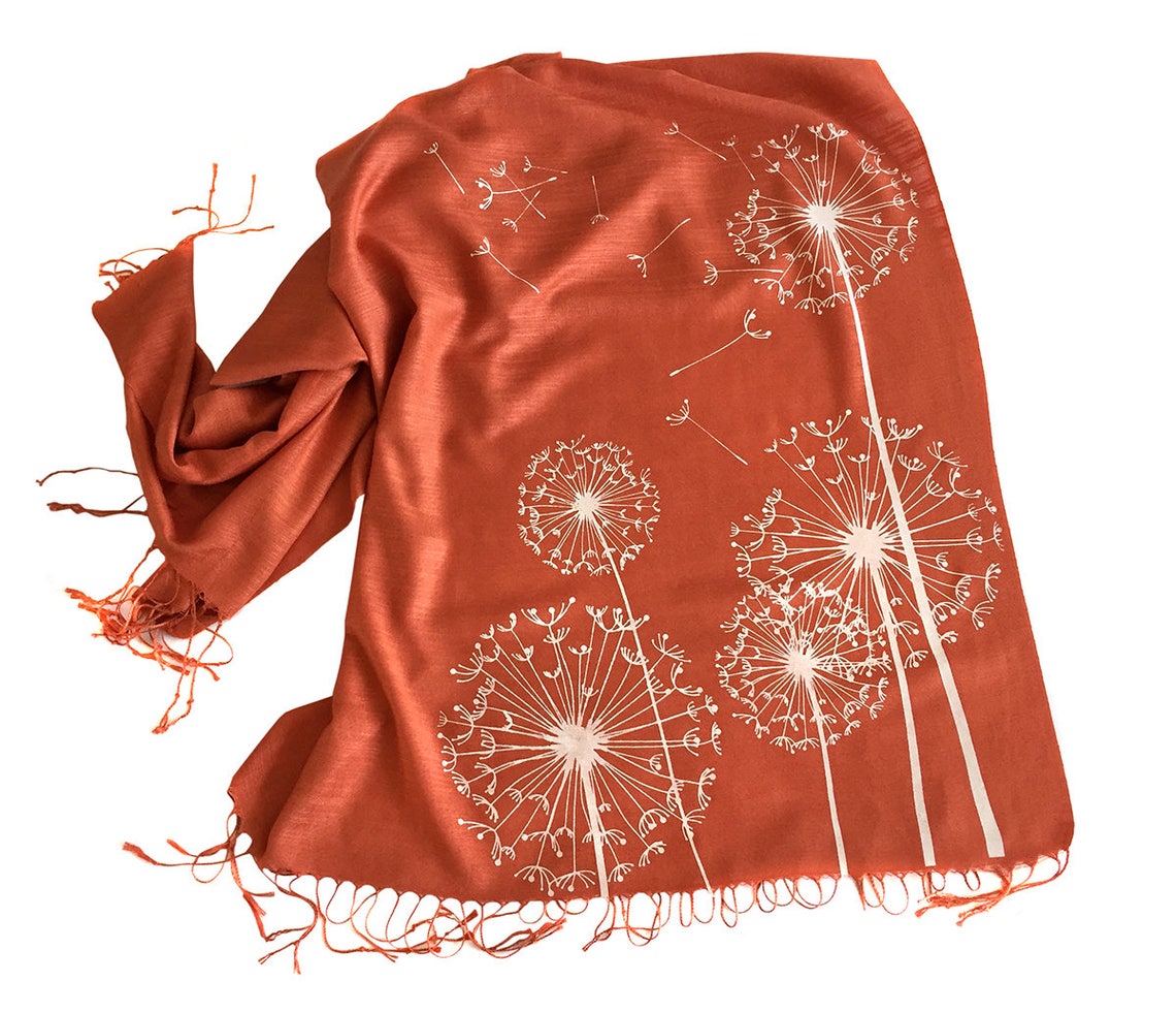 Dandelion Wish Scarf. Dandelion Seed Printed Scarf. Floral Print ...