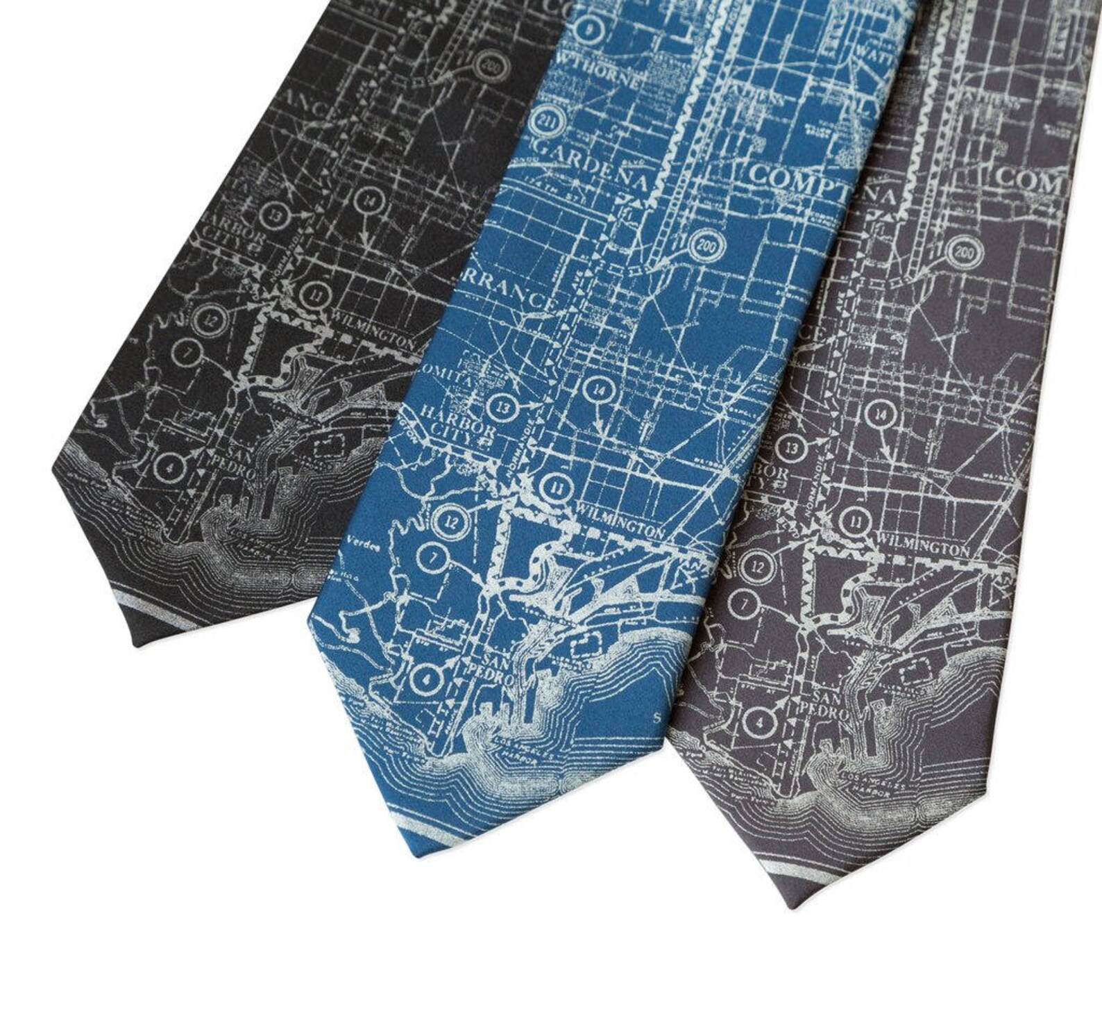 LA Map Tie. Los Angeles Necktie. California Map, Silver Screen, Oscar ...