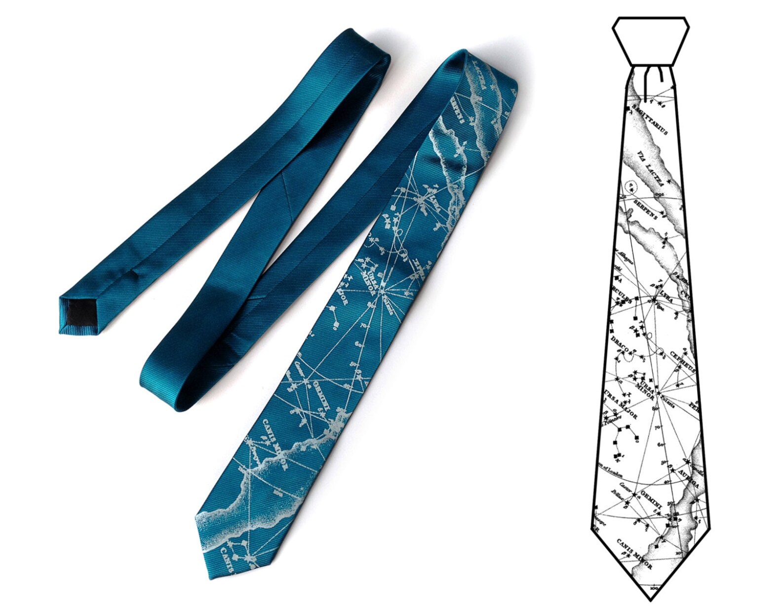 Star Chart Necktie. Constellation Print Astronomy Tie. Milky Way Galaxy ...
