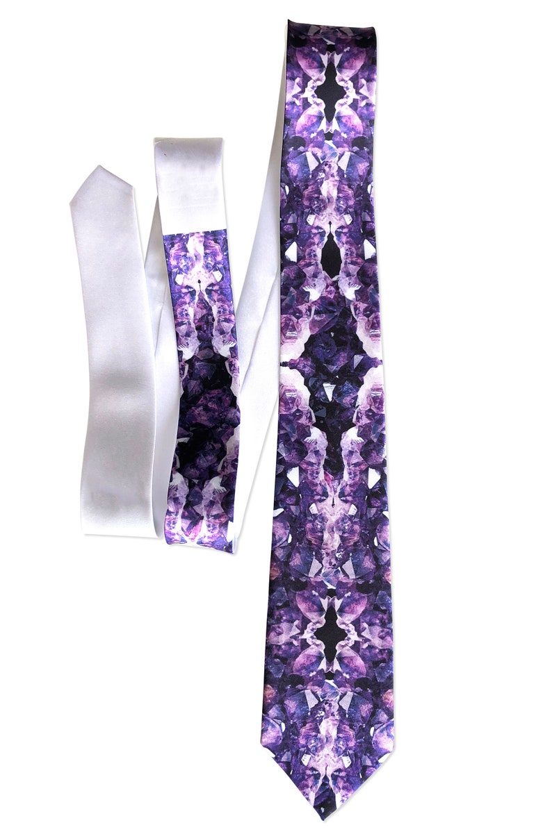 Amethyst Crystal Tie. Amethyst Geode, Mens Necktie. February Birthstone ...