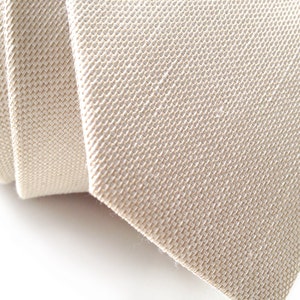 Light Tan Linen Tie. Pale Ecru, Woven Silk & Linen Blend Men's Necktie ...