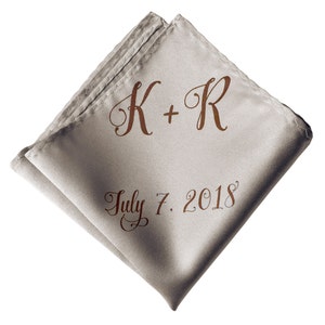 Custom Initial Wedding Pocket Square, Handwritten Pretty Script ...