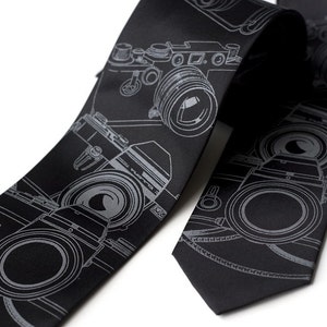 Camera Tie, SLR Camera Necktie. Mens Black Tie. Old Film Cameras ...