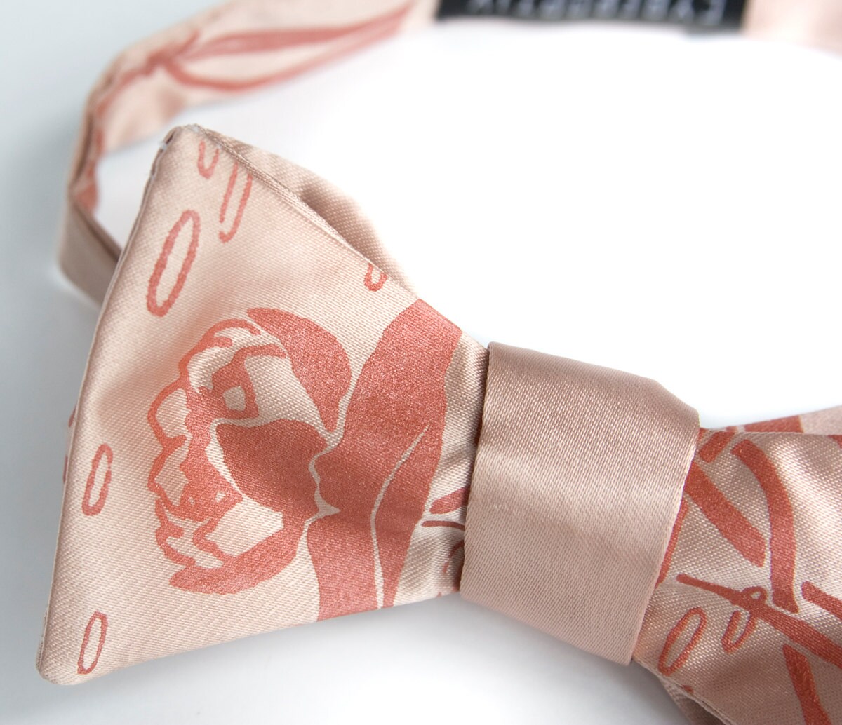Floral Print Self Tie Bow Tie, Rose Gold Bowtie. Lotus Flower, Pink Bow ...