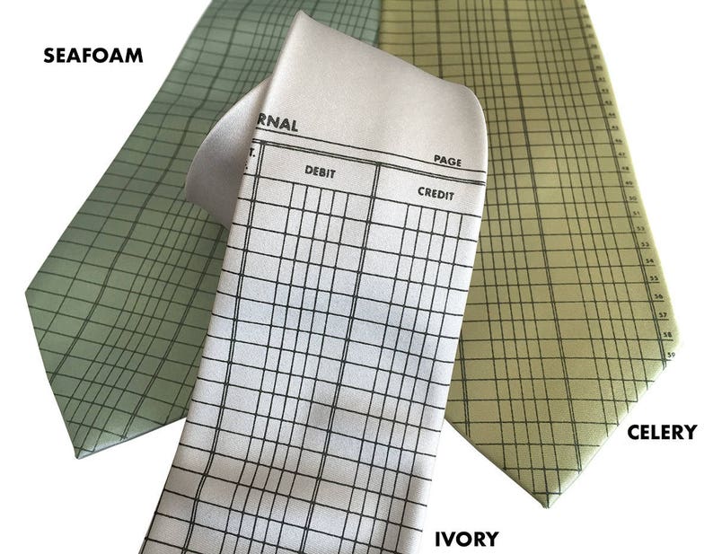 Accountant Necktie. Accounting Gift, Ledger Paper Silk Tie. Bookkeeping ...