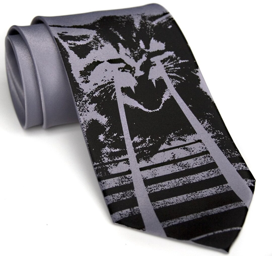 Laser Cat Tie, Mens Necktie. Kitten Print Tie. Cat Dad Gift, Guy Who ...