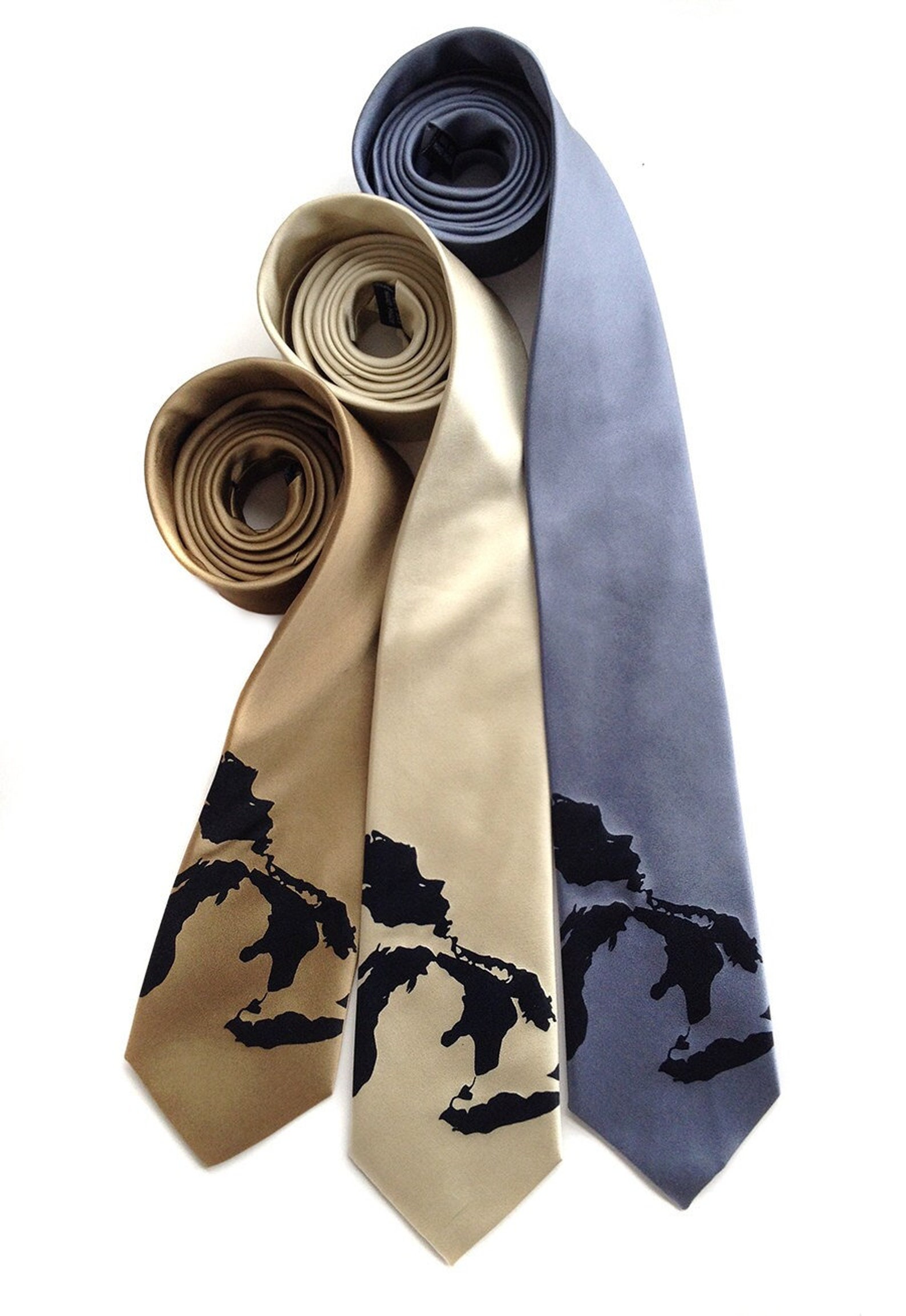 Great Lakes Map Tie, Men's Silk Necktie. Lake Michigan Tie, Lake ...