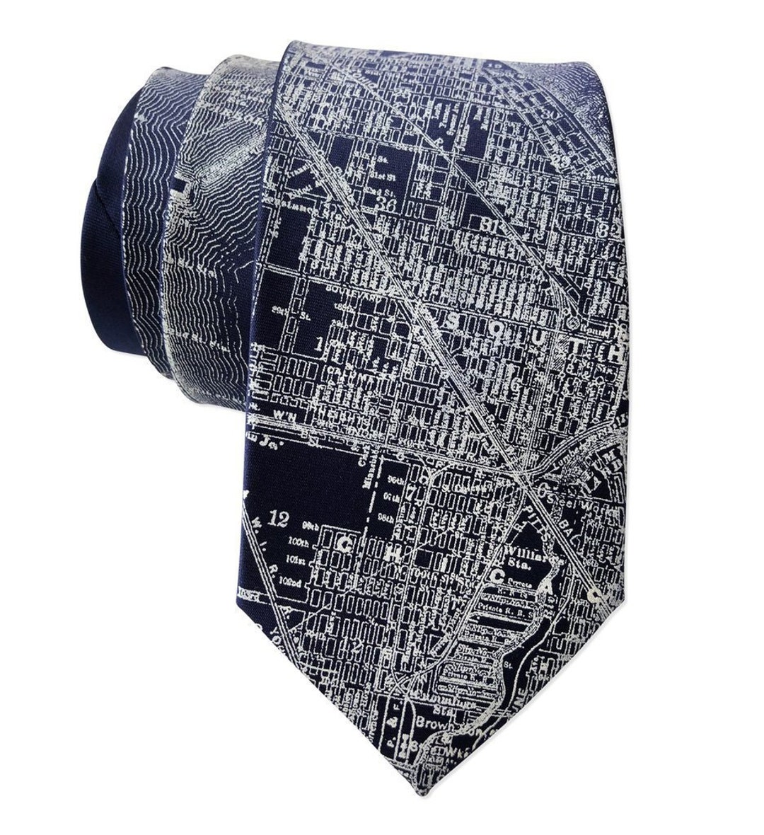 Map of Chicago Tie, Chicago Map Necktie for Me. Wedding Tie for Groom ...