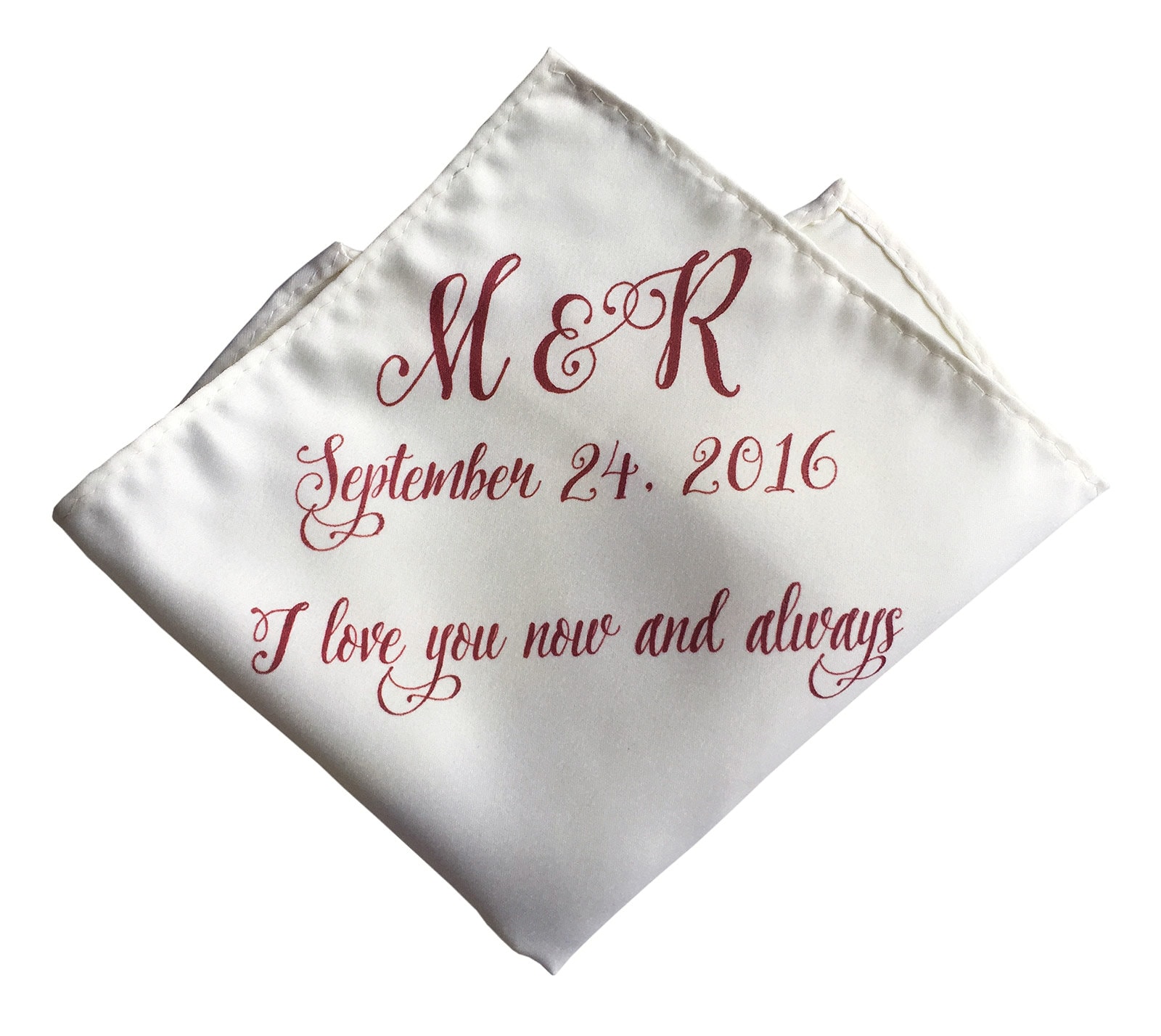 Custom Initial Wedding Pocket Square, Handwritten Pretty Script ...