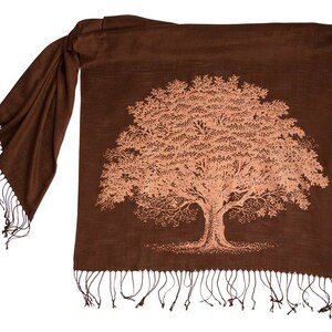 Oak Tree Scarf. Tree Print Scarf, Tree Silhouette Printed Scarf. Linen ...