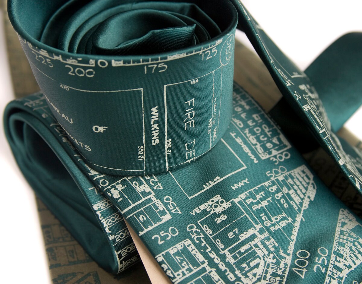Detroit Map Silk Necktie, "eastern Market" Tie. Made in Michigan ...