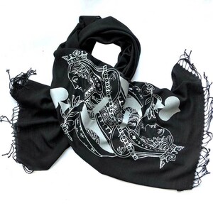 Queen of Spades, Lucky Scarf. Playing Card Bamboo Pashmina. Alice in ...