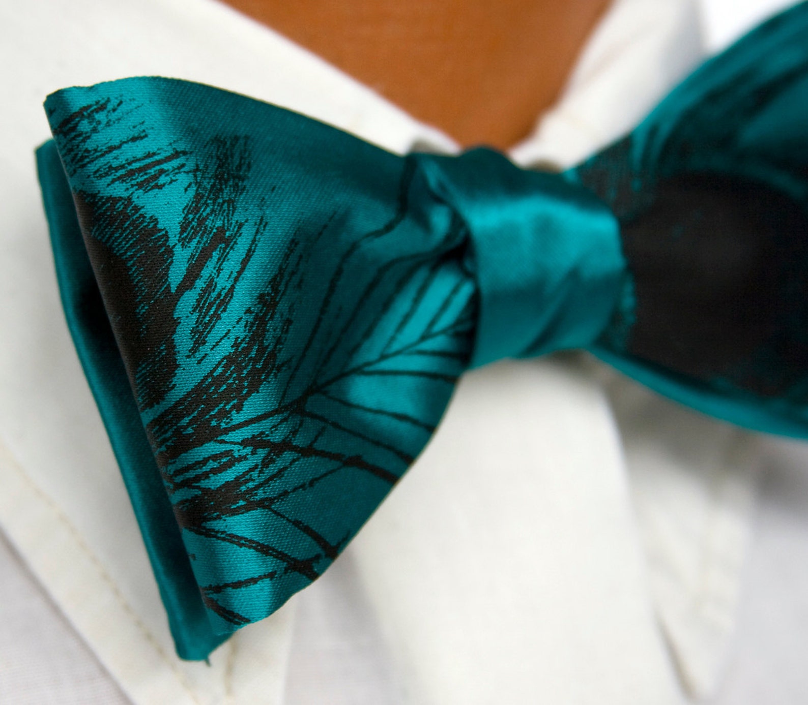 Peacock Feather Bow Tie. Teal & Black Men's Self Tie Bow | Etsy