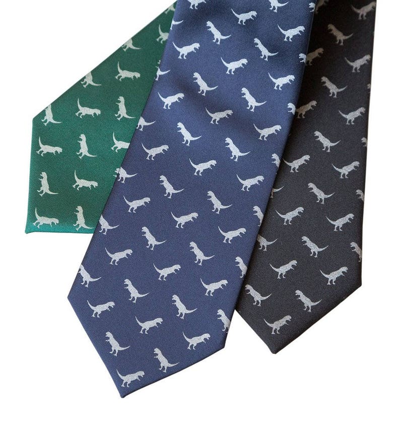 T-rex Silk Tie, Dinosaur Print Necktie. Paleontologist Gift ...