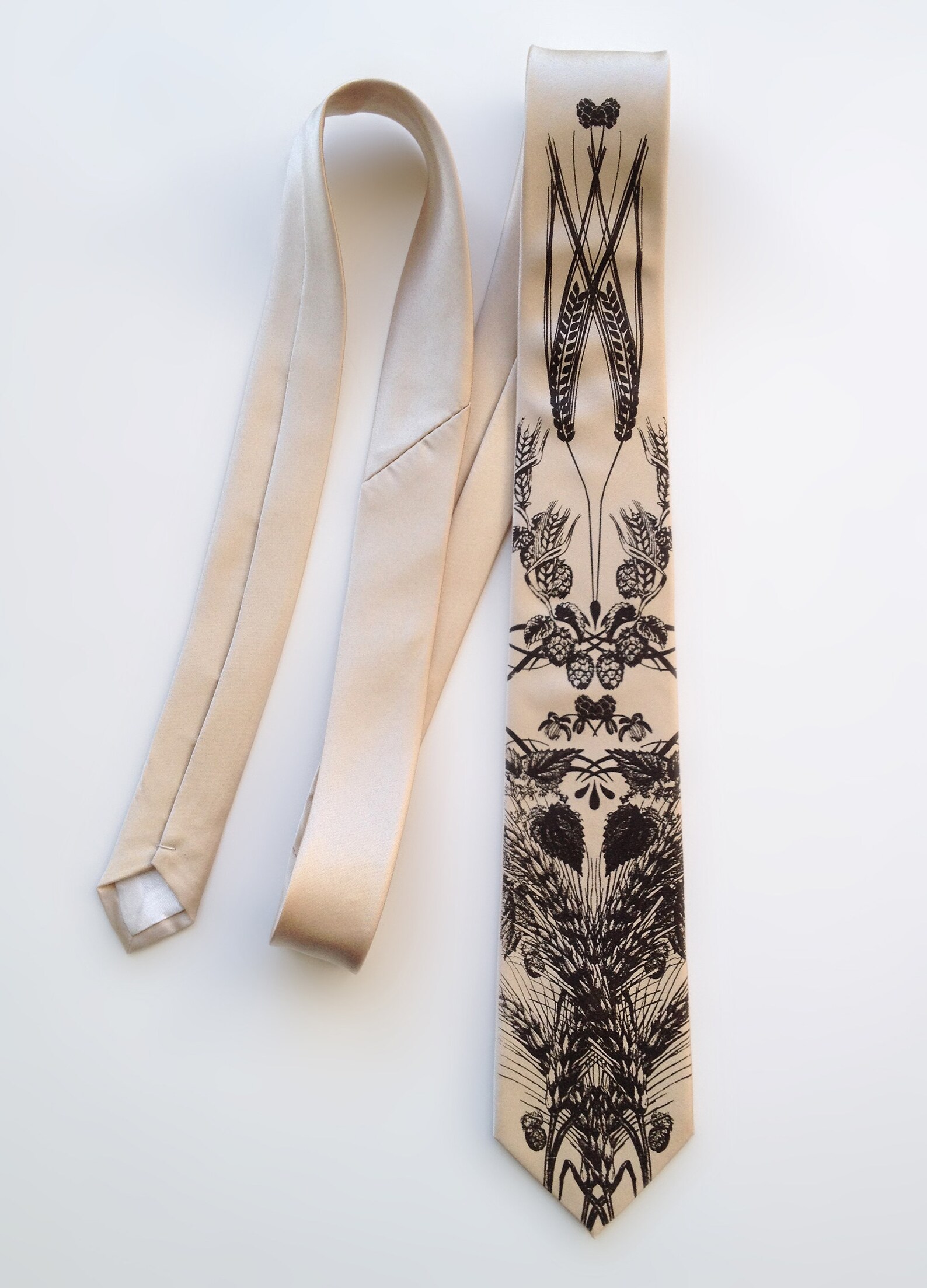 Craft Beer Floral Ties. Botanical Print Silk Tie. Boho - Etsy