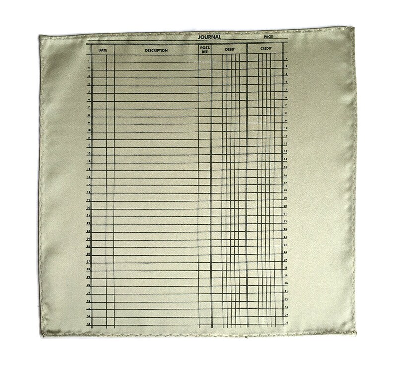 Ledger Paper Printed Pocket Square. Accountant Gift, CPA Gift ...