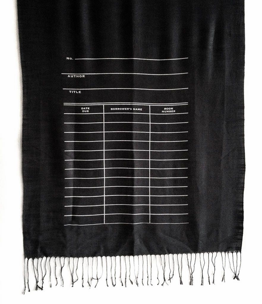 Book Scarf. Library Check Out Card Scarf. Date Due Linen Weave | Etsy
