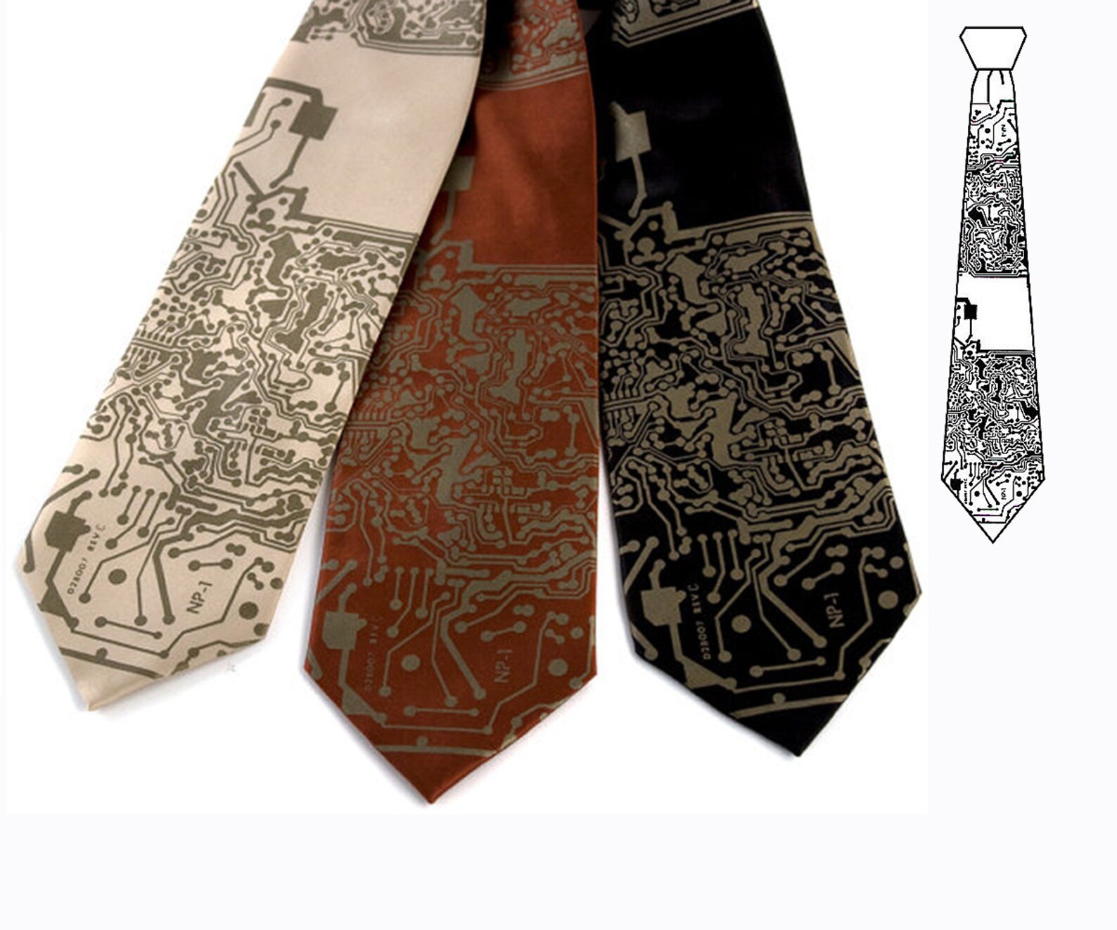 Circuit Board Tie, Men's Silk Necktie. Nerd Wedding, Interview Tie ...